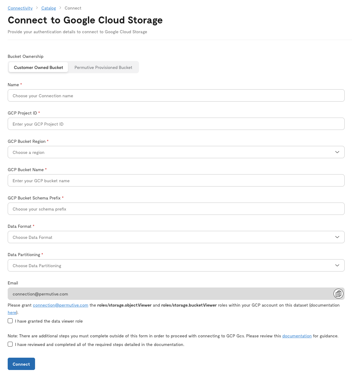 Connectivity: Connect to Google Cloud Storage (GCS) – Permutive